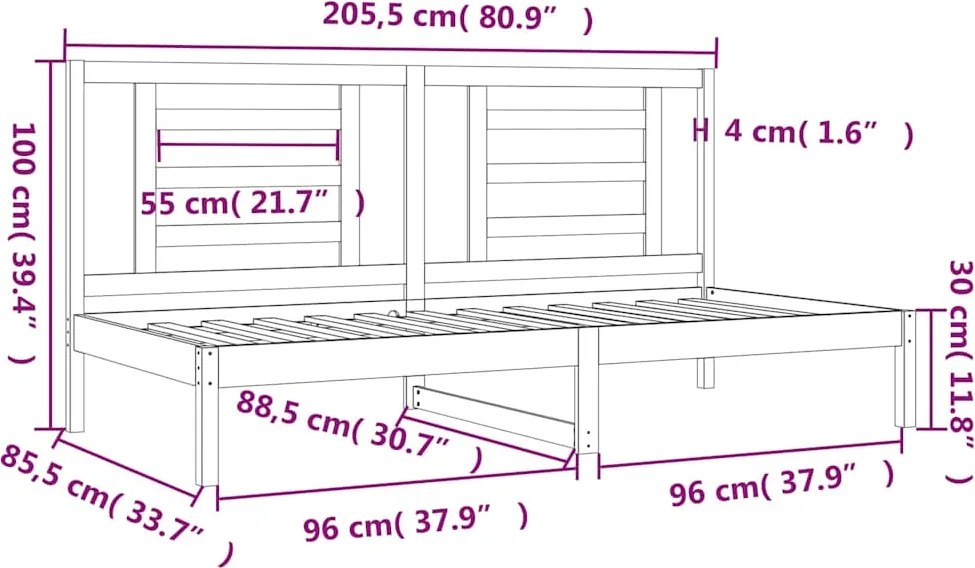 Válenda bez matrace bílá 80 x 200 cm masivní borovice 3108062