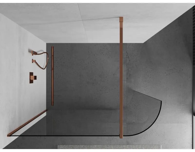 Mexen Kioto, zaoblená sprchová zástěna 110 x 200 cm, 8mm čiré sklo, růžové zlato profil, 800-110-101-60-06