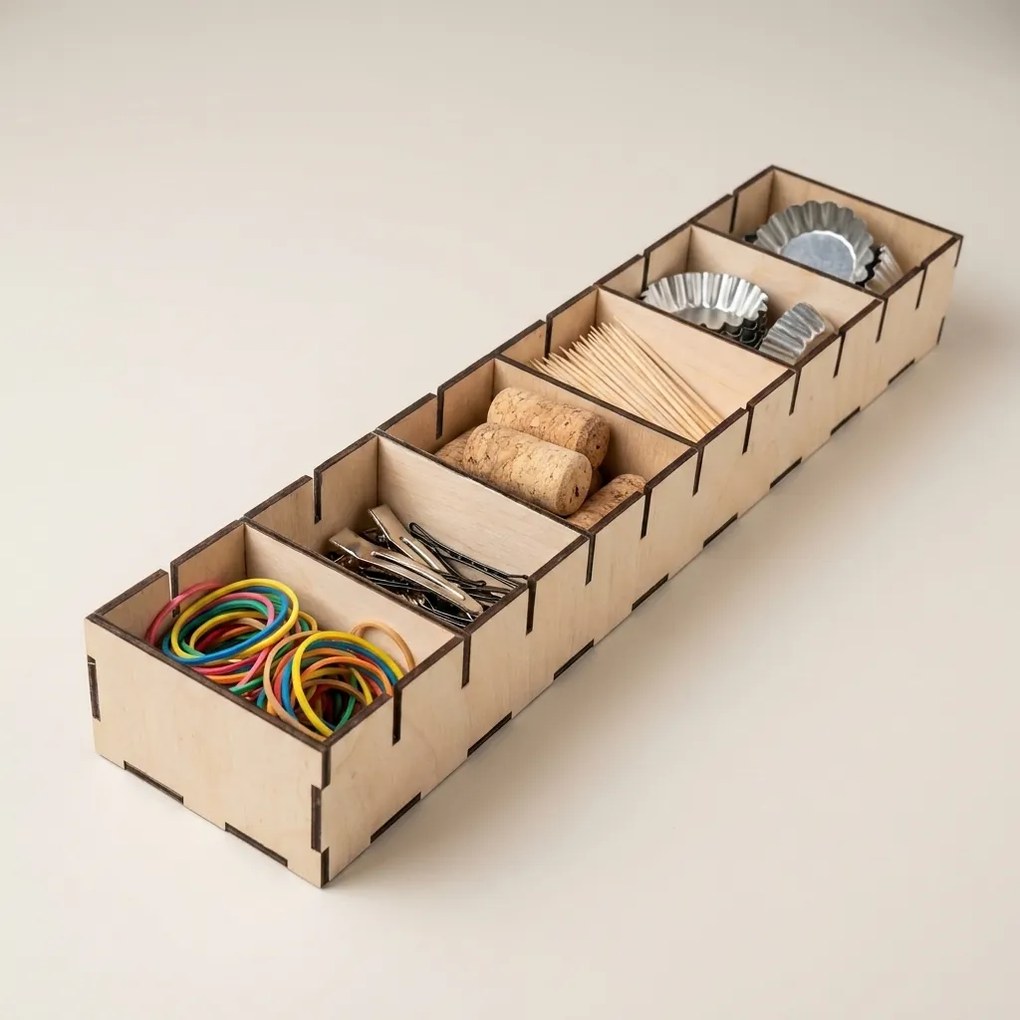 usporadejto.cz Organizér do šuplíku s přepážkami, vložka do zásuvky, dřevěný VASKY, 45,5 x 15 x 6 cm