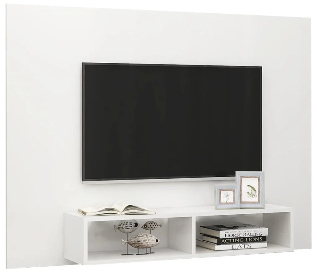 vidaXL Nástěnná TV skříňka bílá vysoký lesk 135x23,5x90 cm dřevotříska