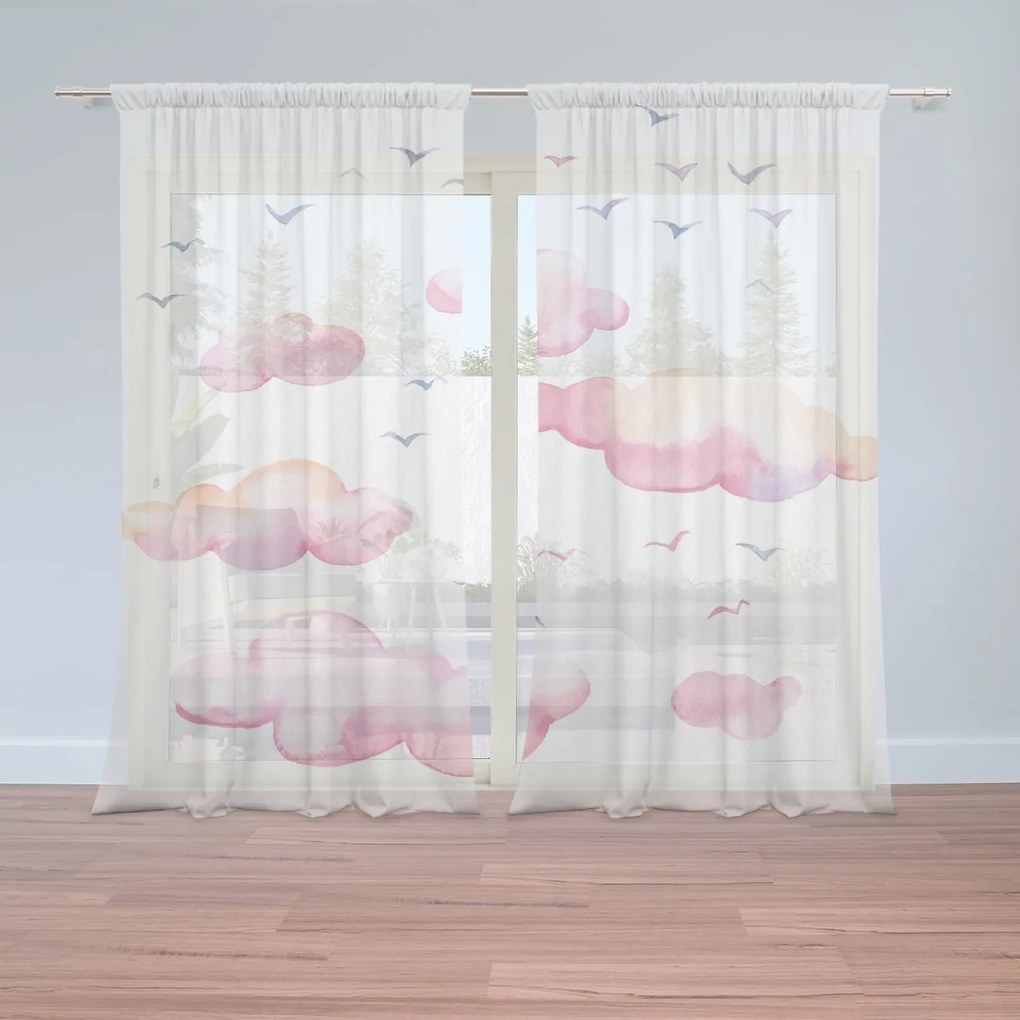 Sablio Záclony Růžové mraky: 2ks 150x250cm