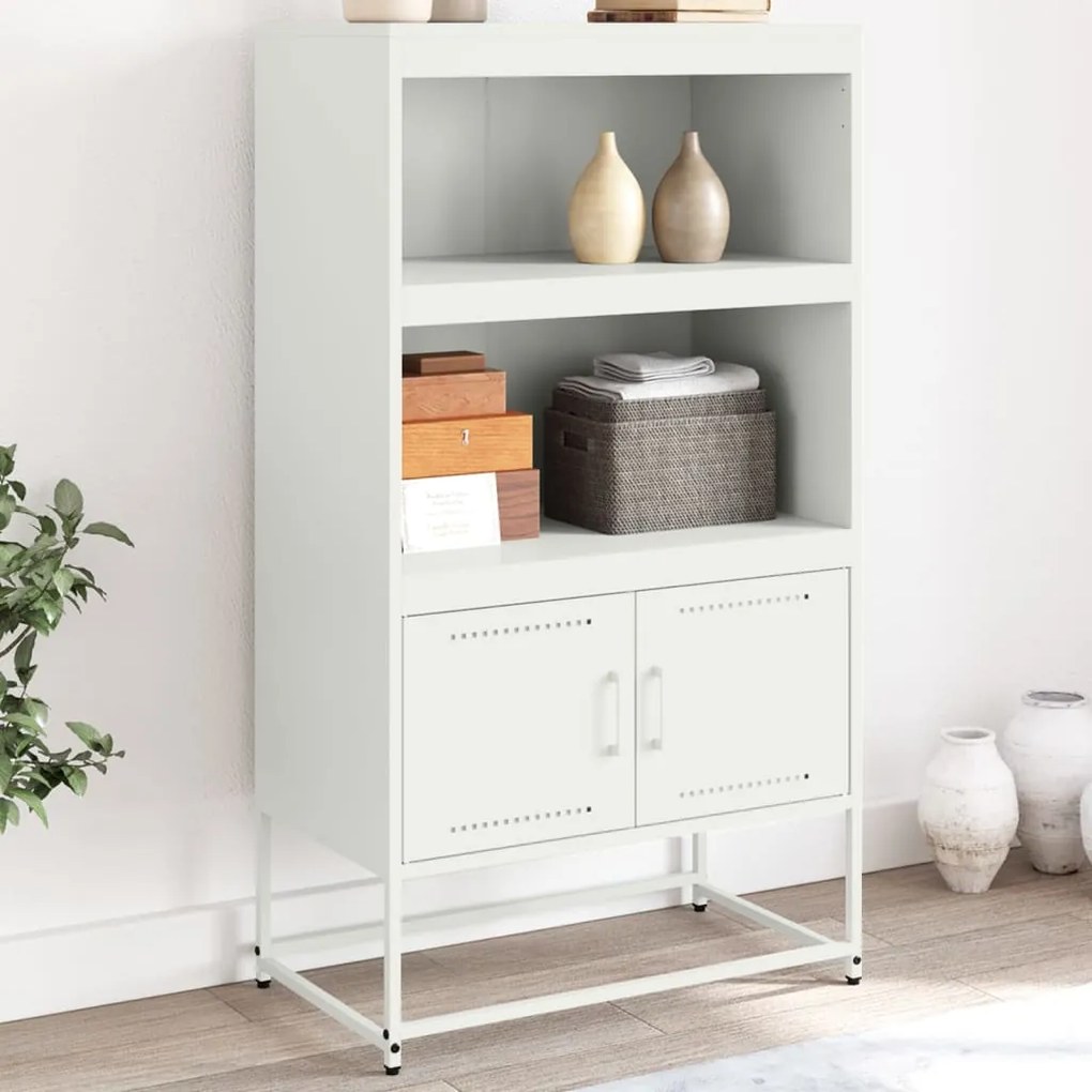 Skříň highboard bílá 68,5 x 38,5 x 123,5 cm ocel