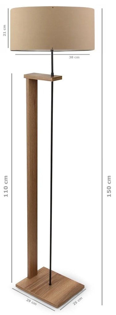 Stojanová lampa Avanasta 3 (světlohnědá + dřevo)