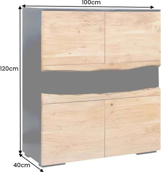 Designová vysoká komoda Feleti 120 cm akácie