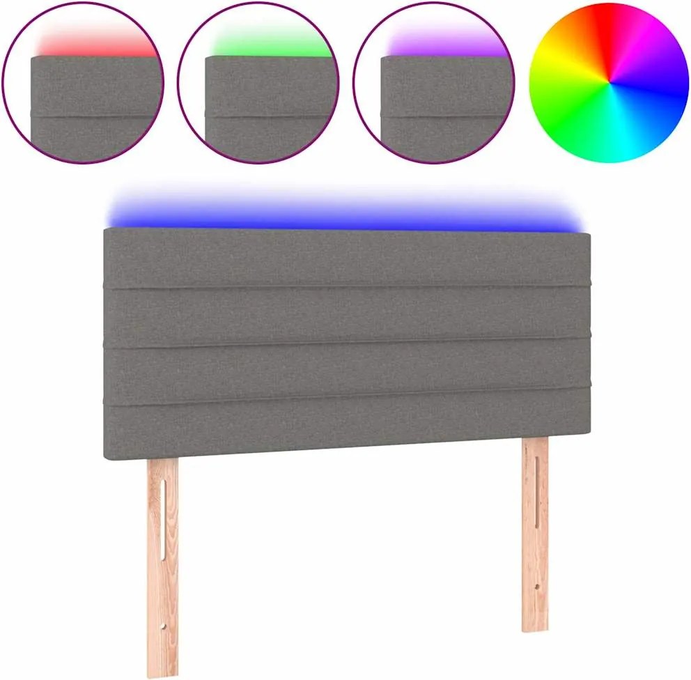 Čelo postele s LED tmavě šedé 100x5x78/88 cm textil 3121743