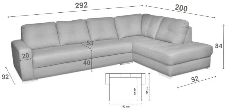 Kožená sedací souprava s rozkladem na každodenní spaní ALEXIE - rohová, levá, černá (nero 308)