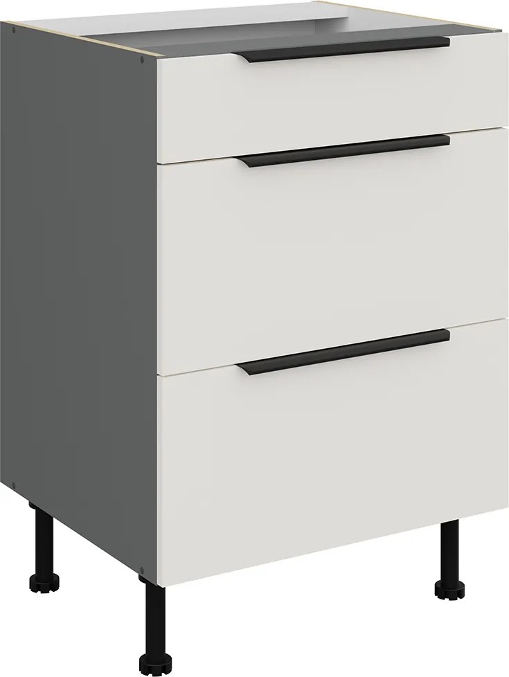 ARIA aw | dolní skříňka 60 D 3S zásuvková | 60 cm | PREMIUM BOX | antracit/bílá