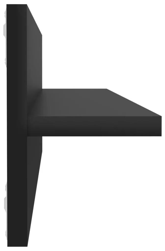 Nástěnné police 4 ks černé vysoký lesk 60x11,5x18cm dřevotříska - Default Title
