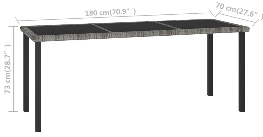 vidaXL Marketos 7dílný zahradní jídelní set polyratan šedý