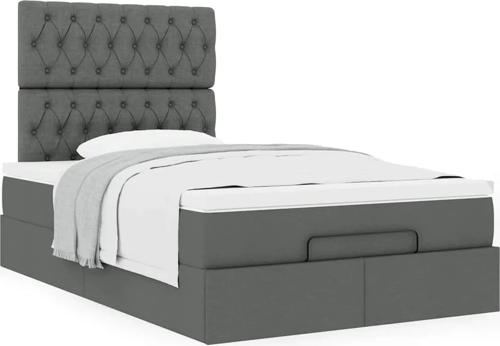 Osmanský rám postele s matrací tmavě šedá 120x190 cm textil 3313224