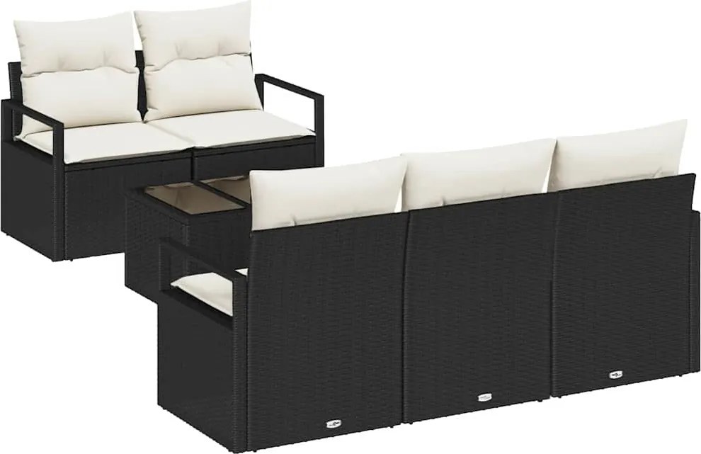 Set pohovek 6 ks 5-Počet míst Černá a krémová polyratan 3346257