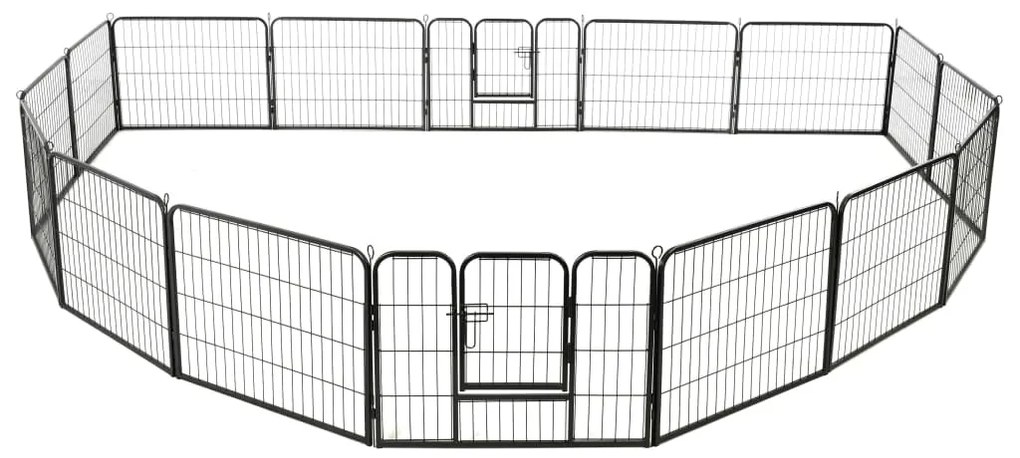 Ohrádka pro psy 16 panelů ocelová 60 x 80 cm černá 275492