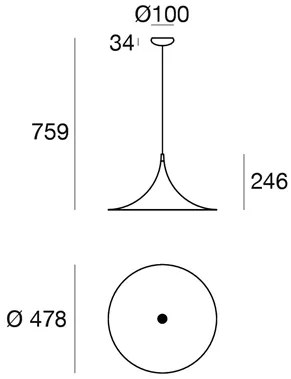 Linea LightCA025AWUEZZ Morgana, bílé závěsné svítidlo se zlatým prvkem, 1x22W E27, průměr 47,8cm