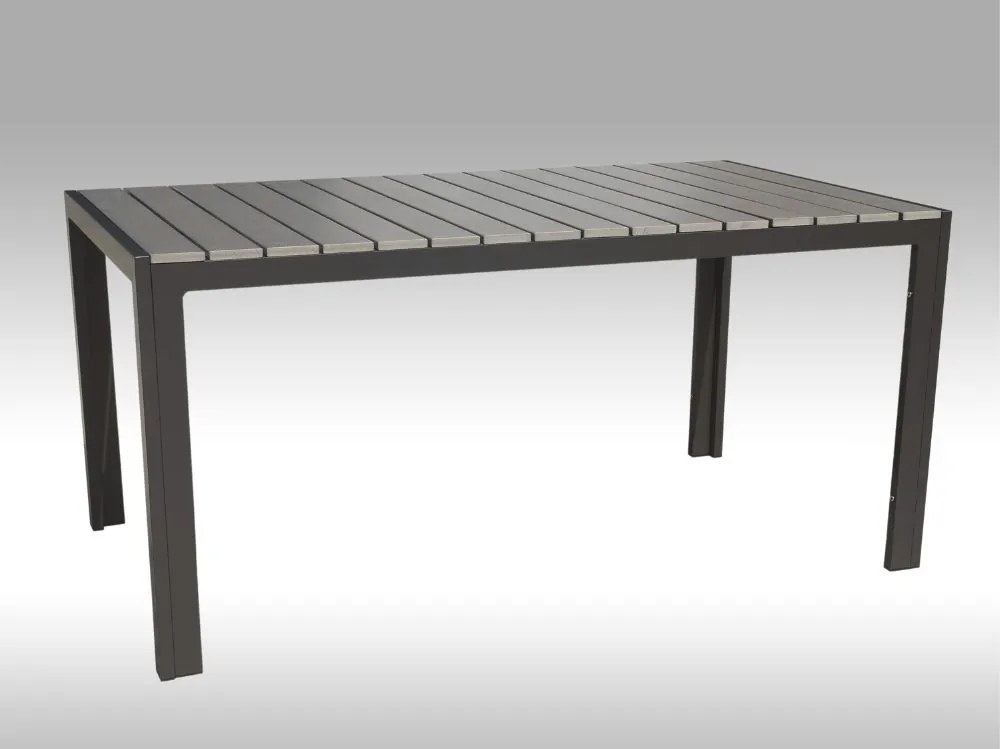 Hliníkový nábytek: stůl Jersey 160cm šedý a 6 designových křesel Jasper