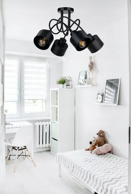 BERGE Závěsná lampa LOFT - 4x E27 - CUBE BLACK