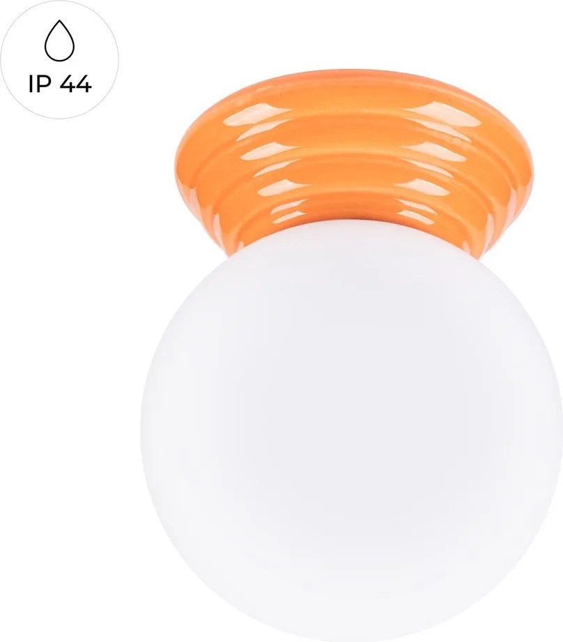 Oranžové keramické stropní svítidlo se skleněným stínidlem ø 12 cm Farsa – Sollux