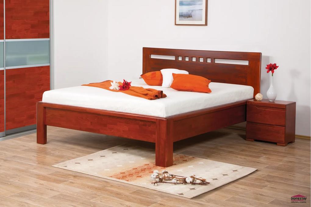 Domestav FLORENCIA manželská postel čelo rovné čtverečky 160 cm buk cink olejovaný
