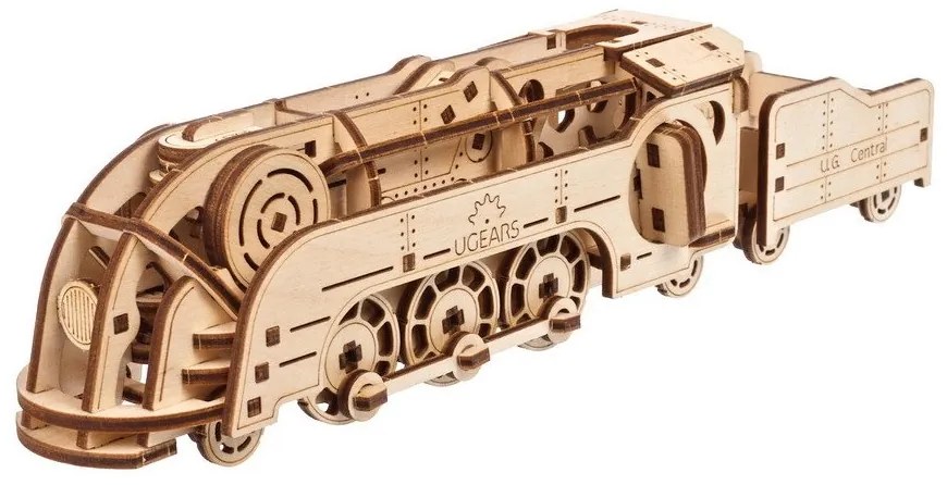Ugears 3D dřevěné mechanické puzzle MINI Lokomotiva