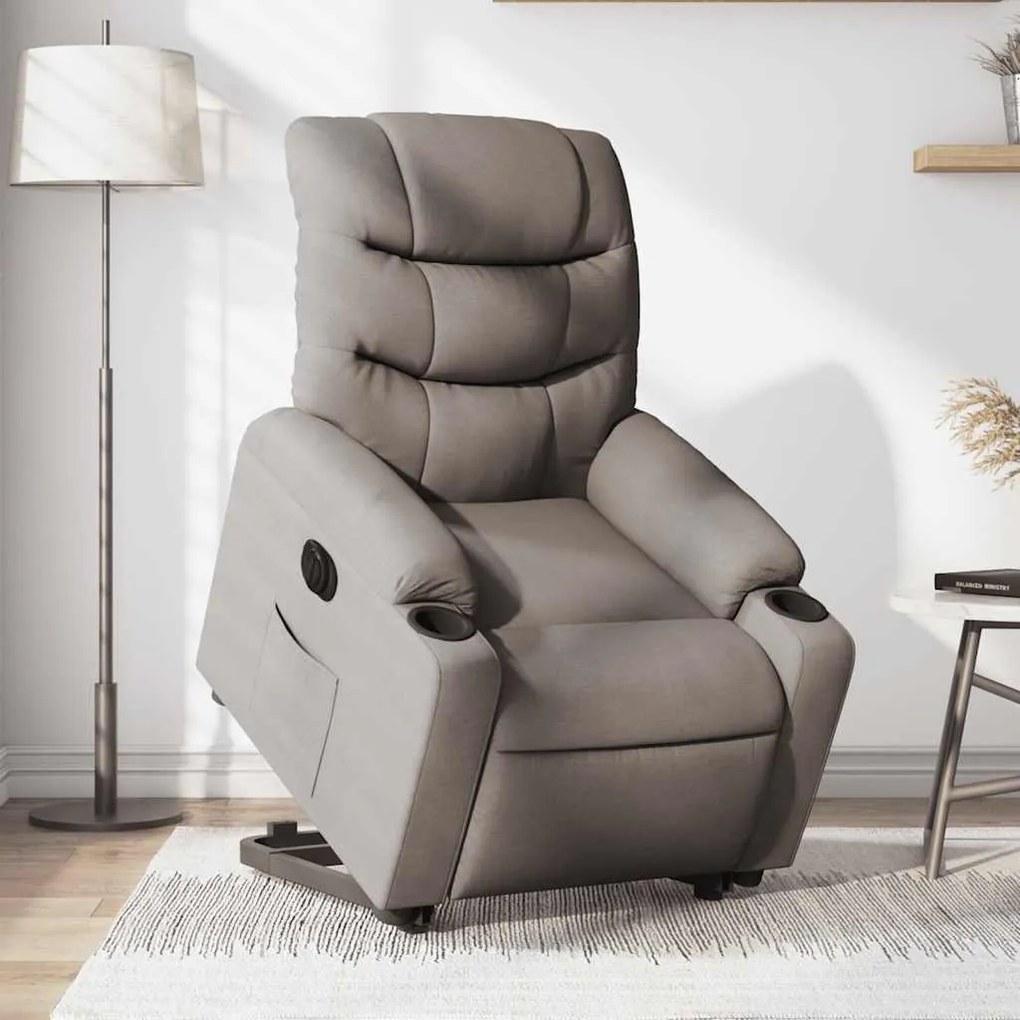 Elektrické zvedací polohovací křeslo taupe textil 3206670