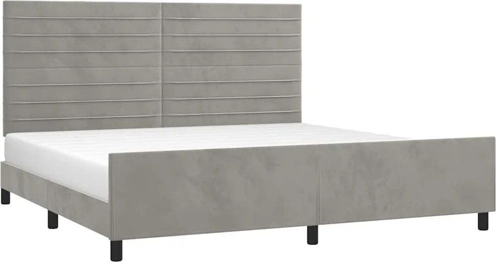 Rám postele bez matrace světle šedý 200 x 200 cm samet 3125836