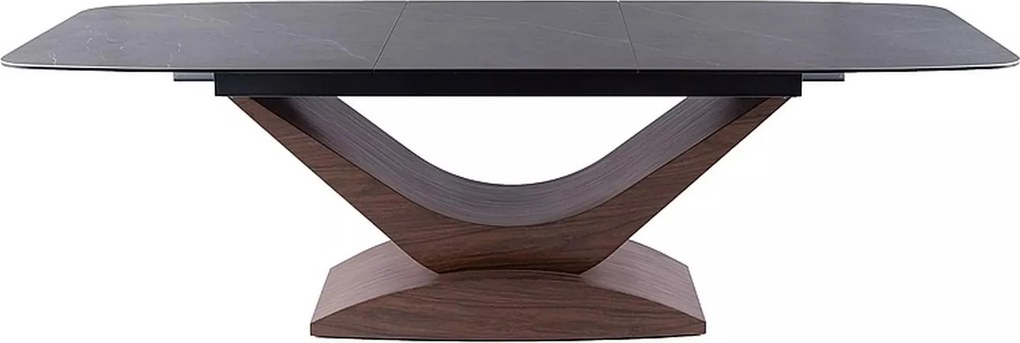 Jídelní rozkládací stůl Dolce 180/240 cm keramika šedý mramor/ořech