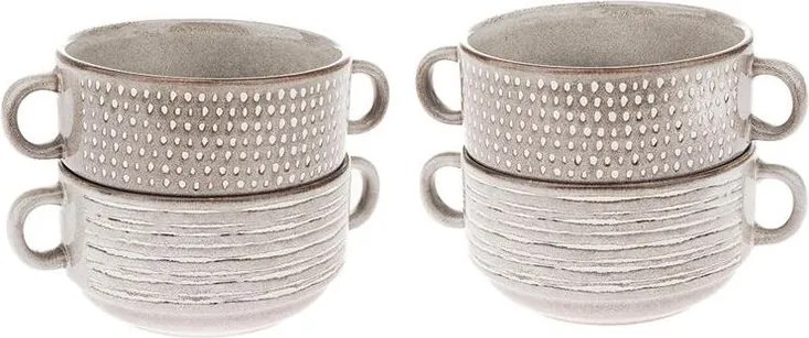 Sada 4 ks keramických misek BEIGE 470 ml