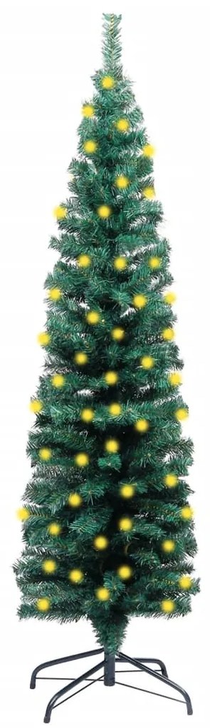 Úzký umělý vánoční stromek s LED a stojanem zelený 150 cm PVC,  3077750 HangarStore.cz