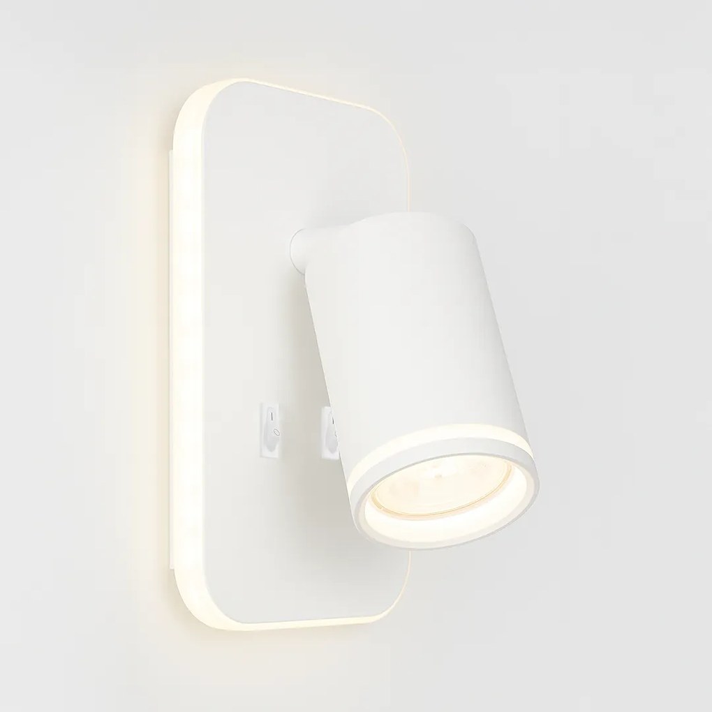 Nástěnné svítidlo Pipe Ring, 1x bílé kovové stínítko + 1x LED 6w, w, vypínač