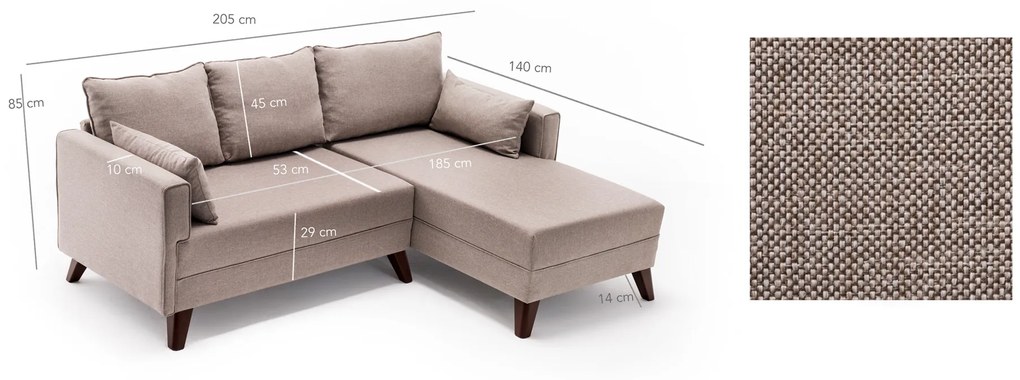 Atelier del Sofa Rohová sedací souprava Bella Corner Sofa Right 2 - Cream, Krémová