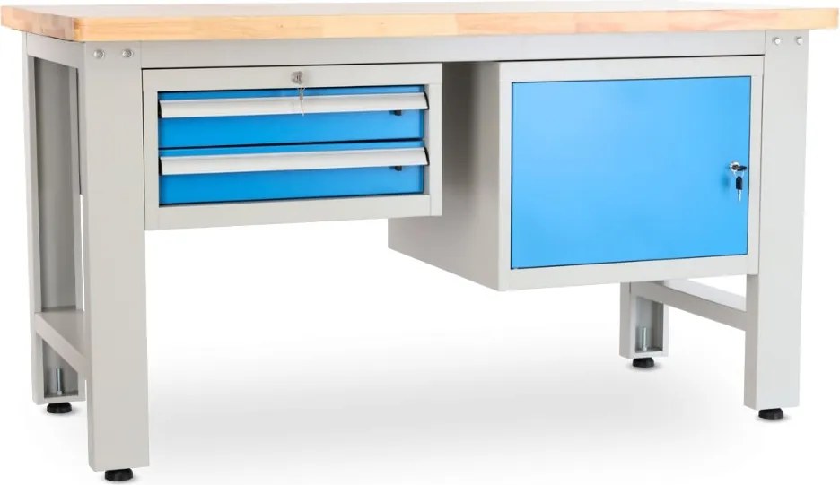 Dílenský stůl Solid OAK-21, 150 cm, 2 závěsné boxy, dub