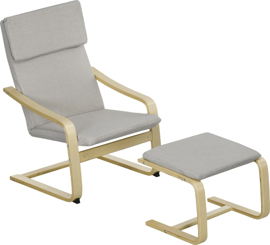 HOMCOM Relaxační křeslo s podnožkou, křeslo k odpočinku, čtecí křeslo, relaxační křeslo s opěrkami, houpací křeslo, polohovací křeslo s potahem z lnu