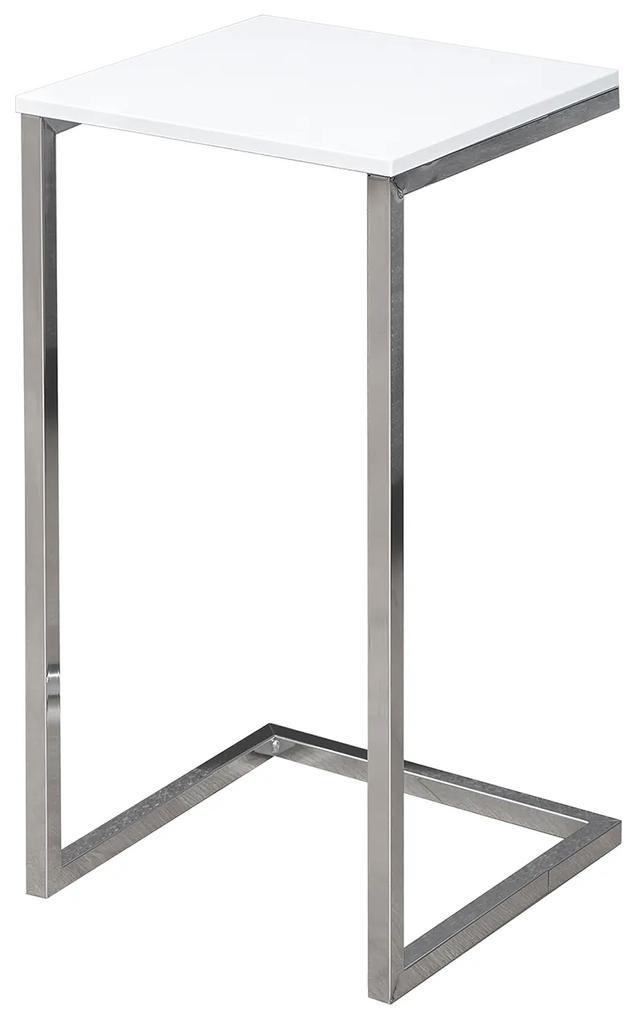 Moebel Living Odkládací stolek ATEO 60 cm, bílá/stříbrná