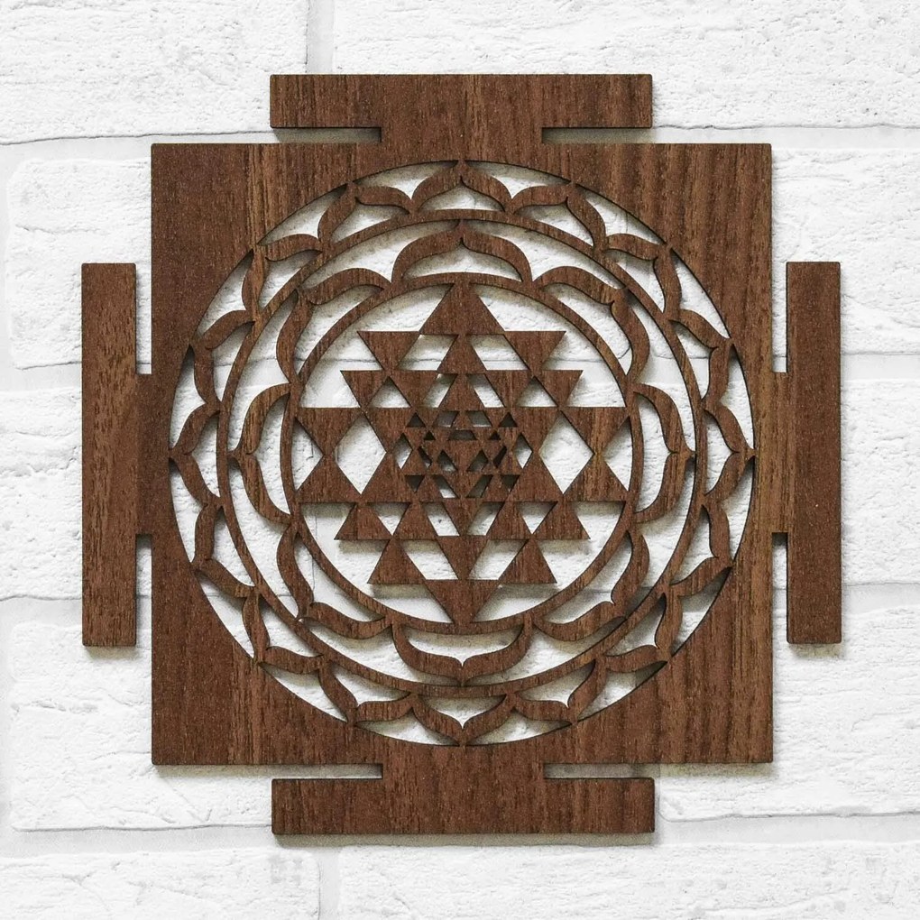 DUBLEZ | Dřevěná mandala na zeď - Symbol Sri Yantra