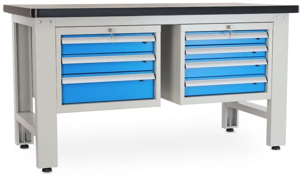 Dílenský stůl Solid MDF-34, 150 cm, 2 závěsné boxy, černá