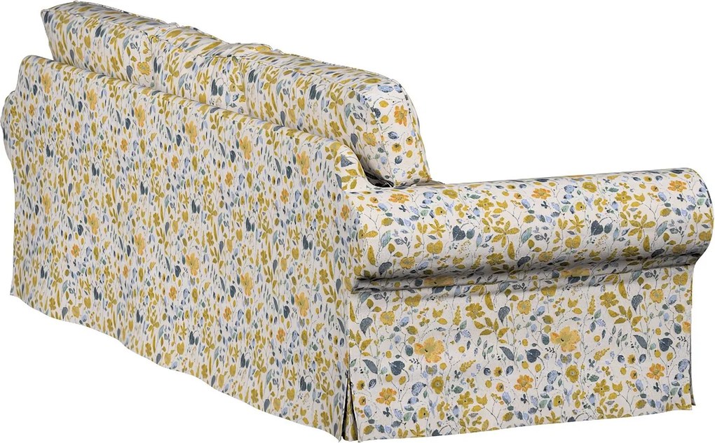 Potah na pohovku IKEA  Ektorp 3-místná, rozkládací STARÝ MODEL PIXBO barva žlutá látka pletený vzor, vzorované