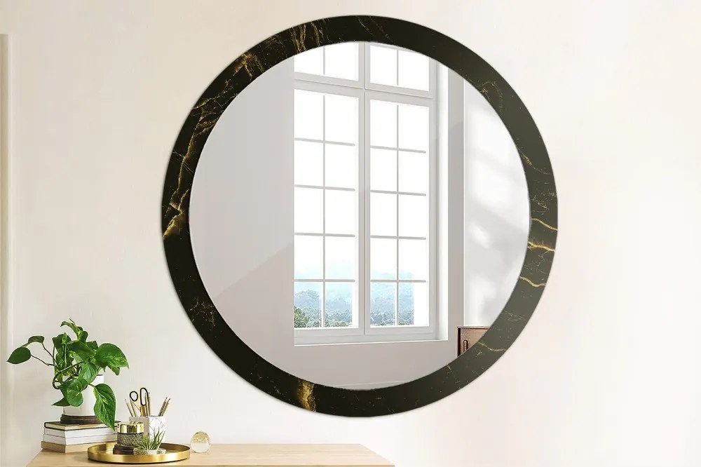 Kulaté zrcadlo s dekorem Černý mramor fi 100 cm
