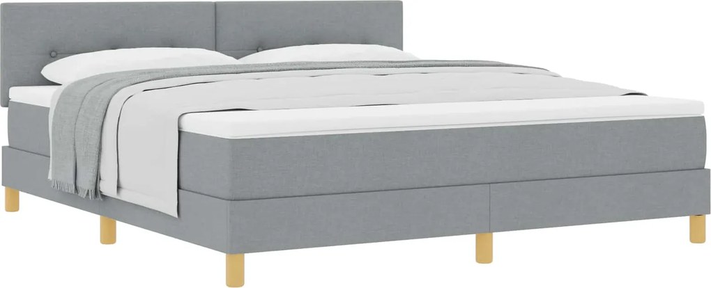 Postel s boxspringem s čelo Světle šedá 180 x 200 cm textil 3338937