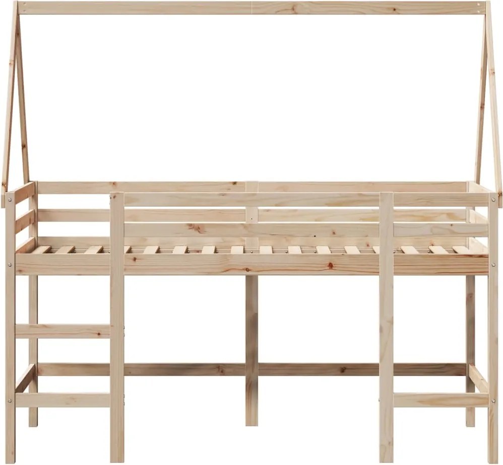 Patrová postel s žebříkem a střechou 80 x 200 cm borovice 3282112