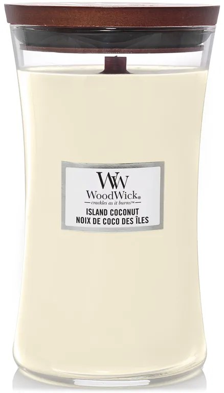 WoodWick – svíčka Island Coconut (Kokosový ostrov) Velikost: střední 275 g