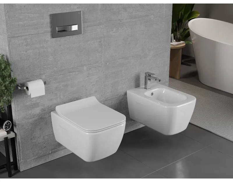 Mexen Margo WC mísa Rimless s pomalu padající deskou slim, duroplast, Bílá - 30420800