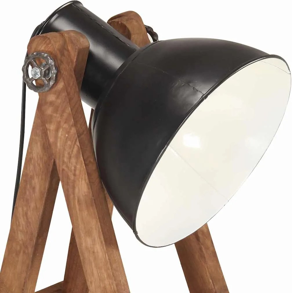 Stojací lampa černá E27 masivní mangovníkové dřevo 320589