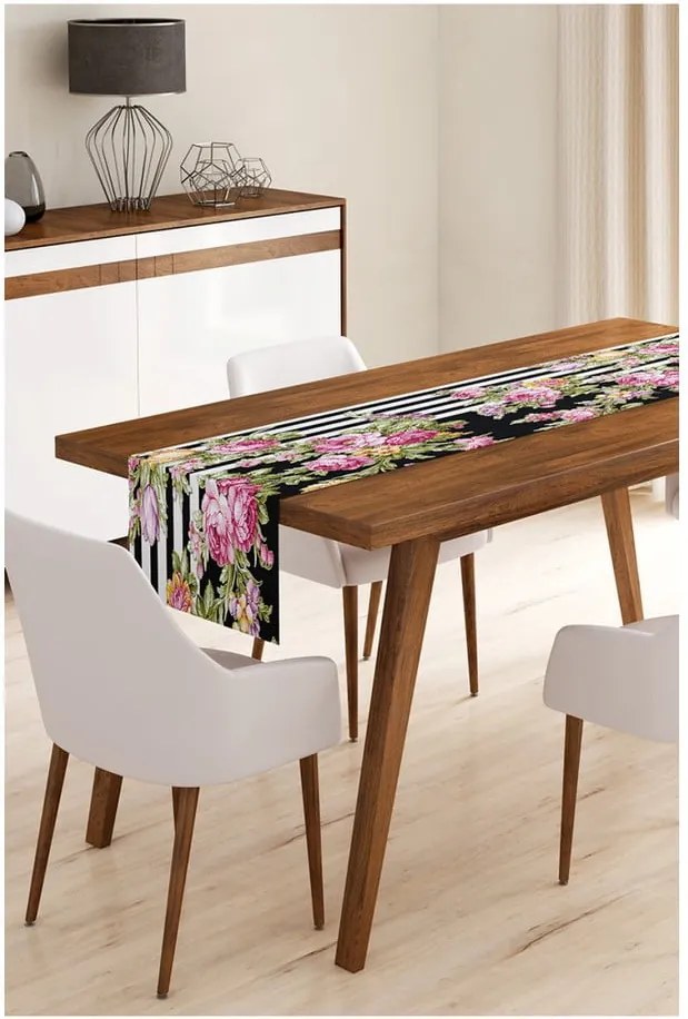 Běhoun na stůl z mikrovlákna Minimalist Cushion Covers Elegant Flowers, 45 x 145 cm