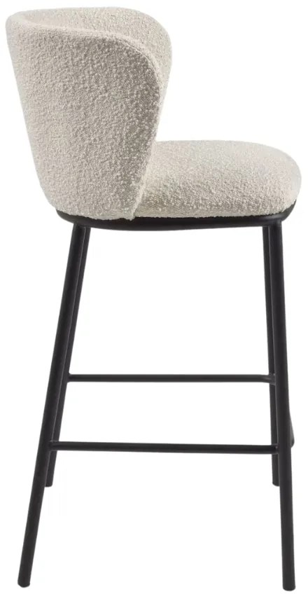 Bílá bouclé barová židle Kave Home Ciselia 65 cm