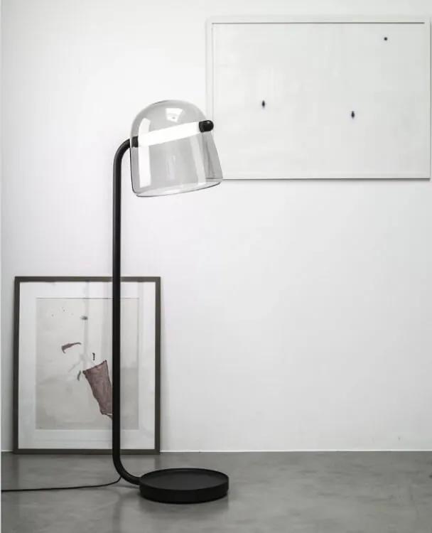 Brokis Mona skleněná stojací lampa Barva: Černá, Velikost: Medium, Barva kování: Bílá