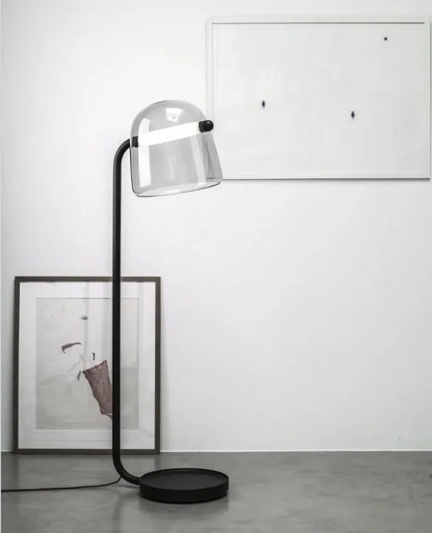 Brokis Mona skleněná stojací lampa Barva: Kouřová, Velikost: Large, Barva kování: Bílá