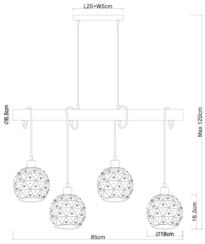 GLOBO JODIE 54029-4H Závěsné svítidlo