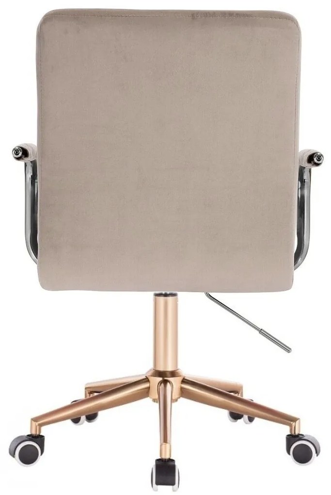 LuxuryForm DESIGN Otočná židle VERONA VELUR na zlaté podstavě s kolečky - latte