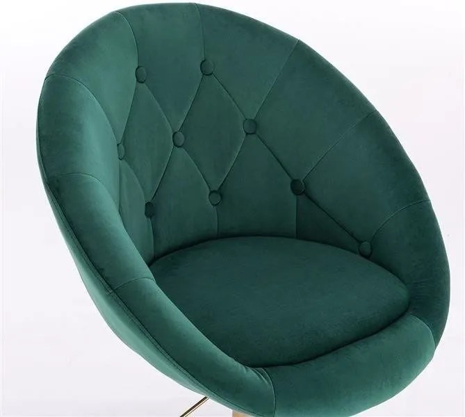 LuxuryForm DESIGN Barová židle VERA VELUR na zlaté kulaté podstavě - zelená