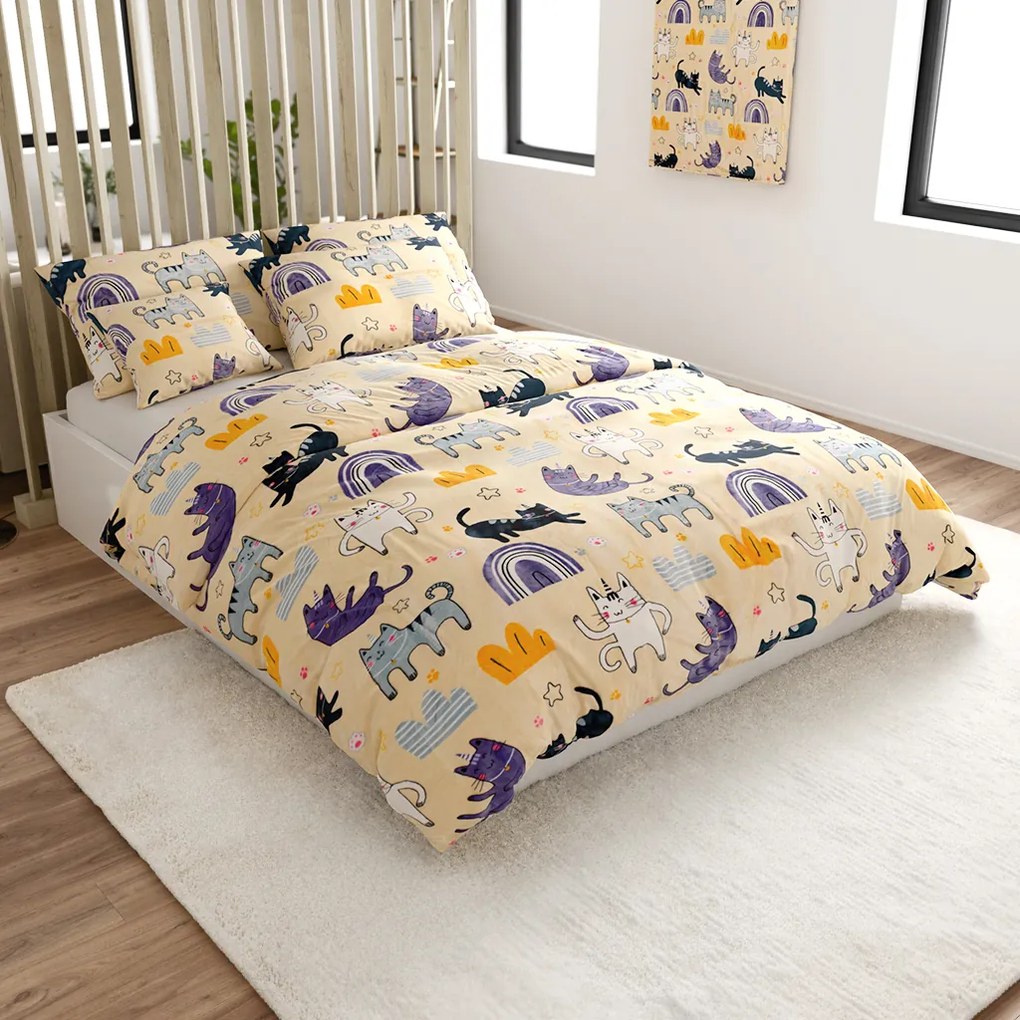 Mikroplyšové povlečení PURRSLEEP béžové Rozměr povlečení: 70 x 90 cm | 140 x 200 cm