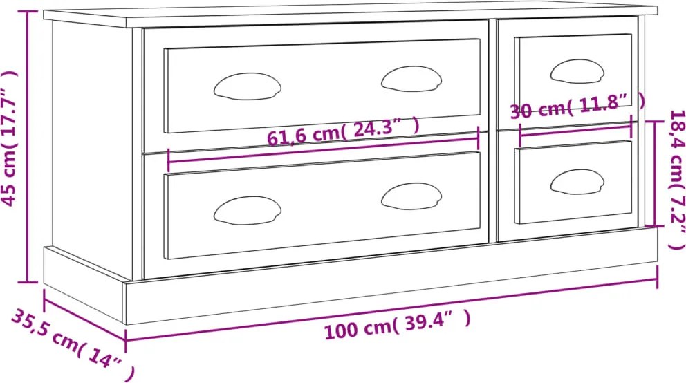 vidaXL TV skříňka 100 x 35,5 x 45 cm kompozitní dřevo [816454] Barva: dub sonoma